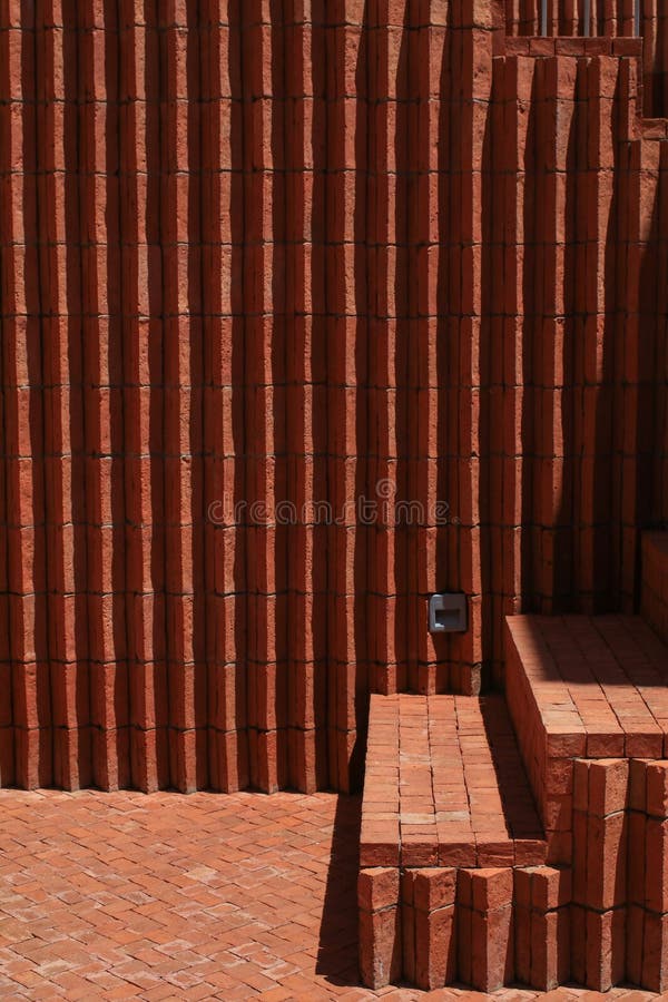 Red Brick Stairs with Sunlight and Shadow. Modern Classic Building ...