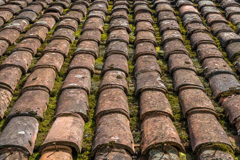 Red Brick Tile Roof Texture Useful As a Background Stock Image - Image ...
