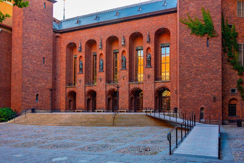 Red Brick Town Hall in Stockholm, Sweden Stock Photo - Image of nobel ...