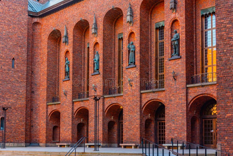 Red Brick Town Hall in Stockholm, Sweden Stock Image - Image of tower ...
