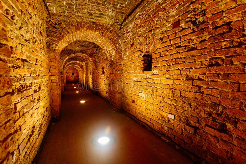 Red Brick Underground Tunnel Under Old Fortress Editorial Photo - Image ...
