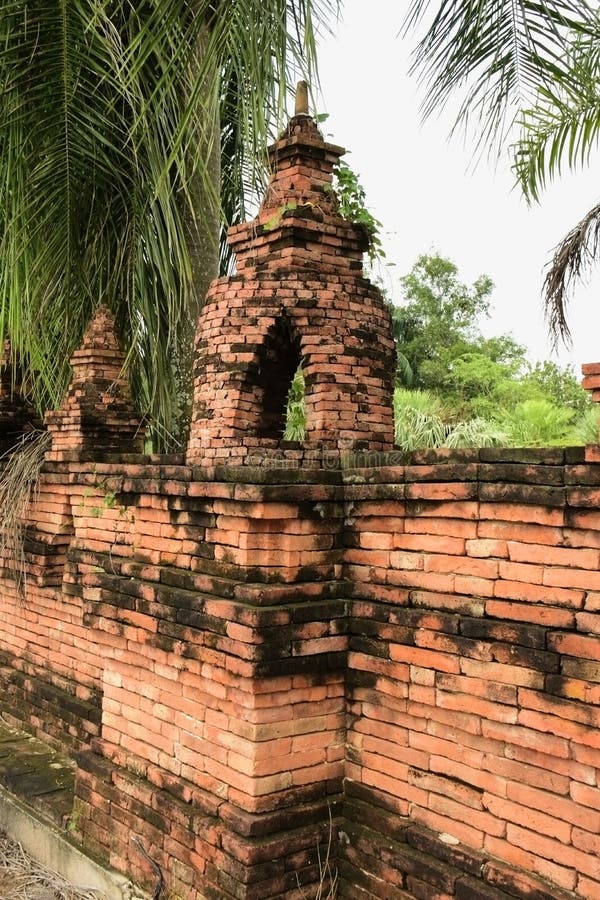Red Brick Wall Around Temple Stock Photo - Image of countryside ...