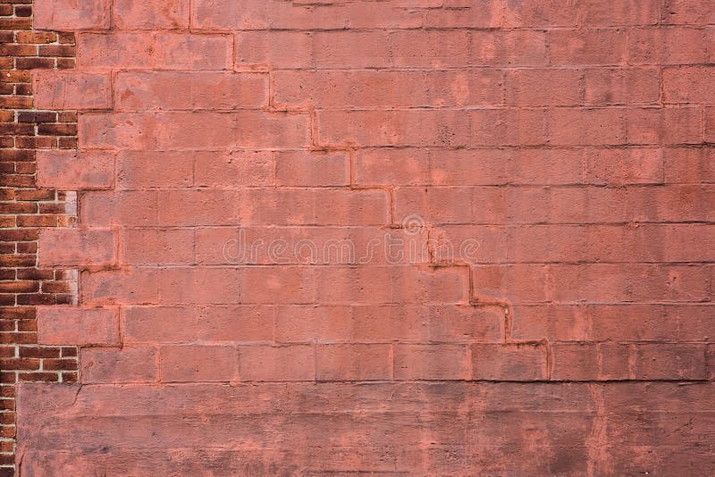 Red Brick Wall Background with Crack Stock Image - Image of backdrop ...