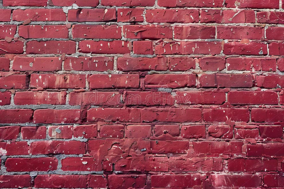 A Red Brick Wall Background in the Front View in a Flat Lay Style ...