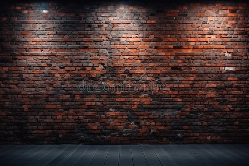Red Brick Wall Background and Grey Floor, Loft Style. Generative AI ...