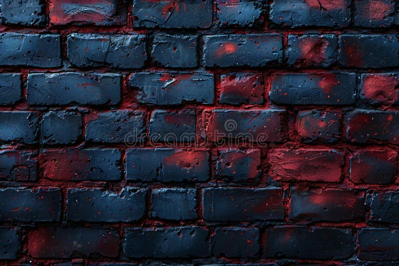 Red Brick Wall Background, Brick Texture, Dark Tone, Wide Angle Lens ...