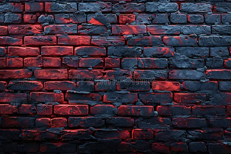 Red Brick Wall Background, Brick Texture, Dark Tone, Wide Angle Lens ...
