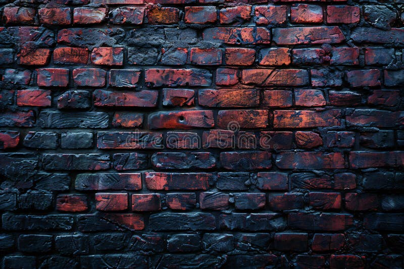 Red Brick Wall Background, Brick Texture, Dark Tone, Wide Angle Lens ...