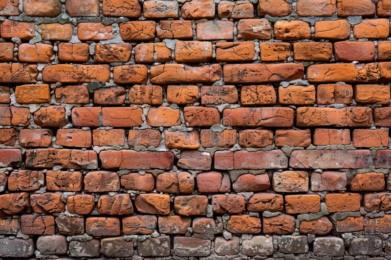 Red Brick Wall Background. Texture of the Old Red Bricks. Wide View ...