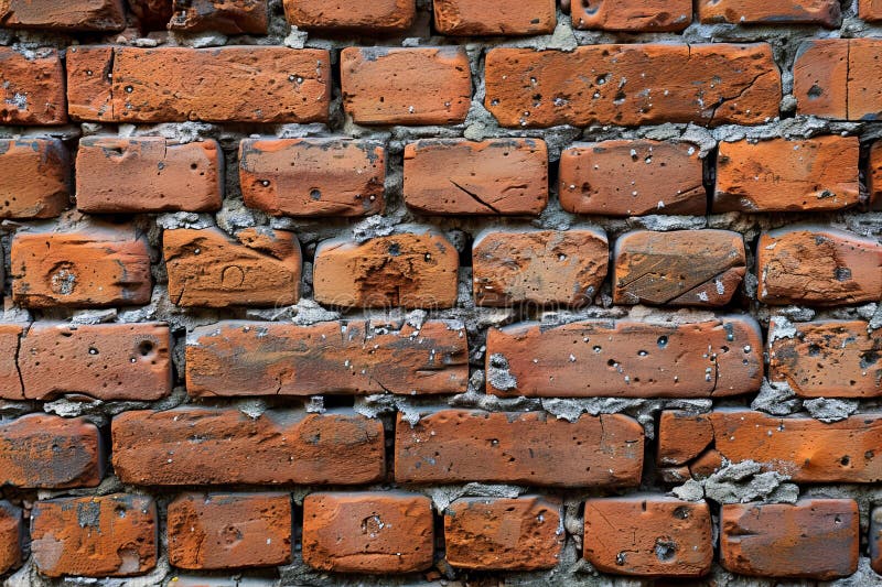 Red Brick Wall Background. Texture of the Old Red Bricks. Wide View ...