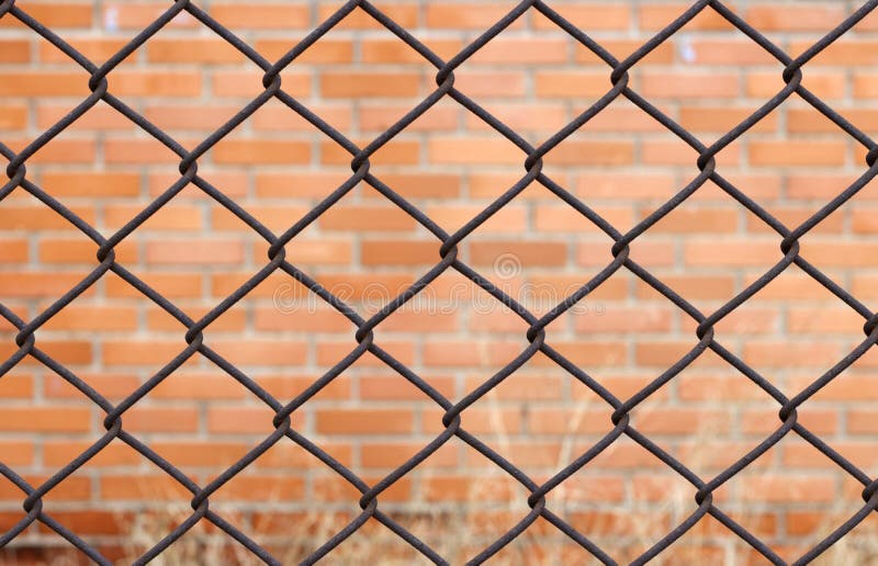 Red Brick Wall Behind Wire Mesh Wall Stock Image - Image of material ...