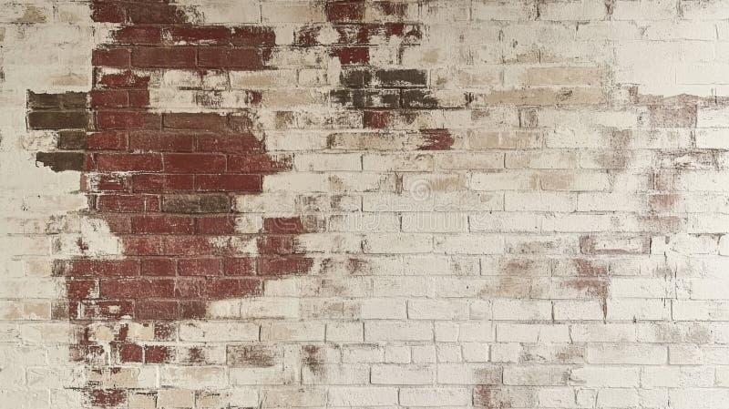 Red Brick Wall with Chipped White Paint Texture Stock Illustration ...