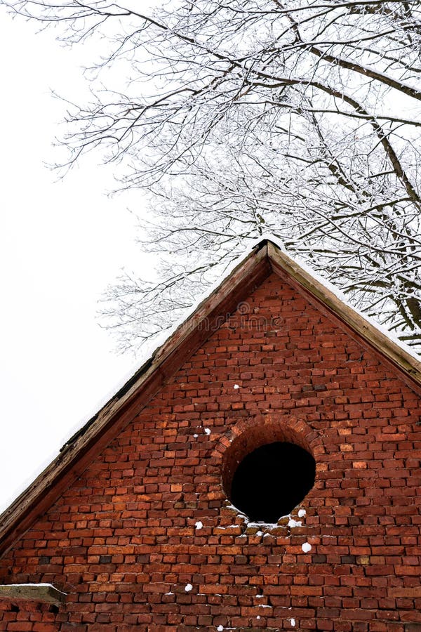 Red Brick Wall with a Circular Window Stock Photo - Image of brick ...
