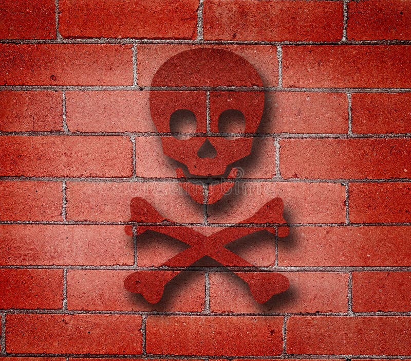 Red Brick Wall with Cross Bones Graffiti Stock Image - Image of walls ...
