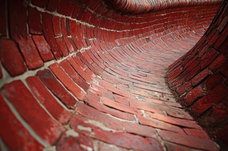 A Red Brick Wall with a Curved Bench, Ideal for Outdoor Seating or ...