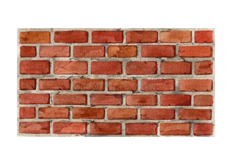 Red Brick Wall Element. Watercolor Painted Illustration Stock Image ...