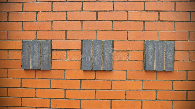Red Brick Wall with Contrasting Squares of Grey Bricks. Stock Image ...