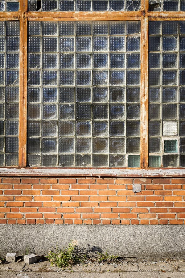 Red Brick Wall with Glass Block Window Stock Image - Image of outside ...