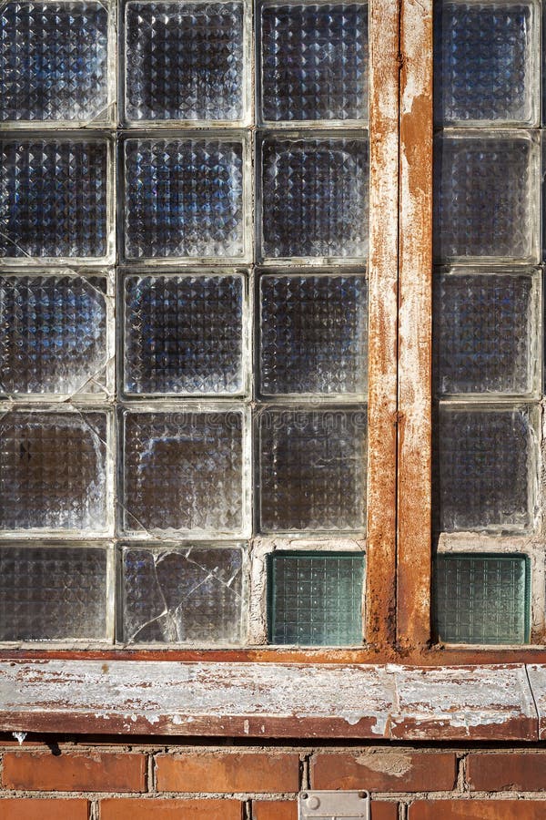 Red Brick Wall with Glass Block Window Stock Image - Image of brick ...