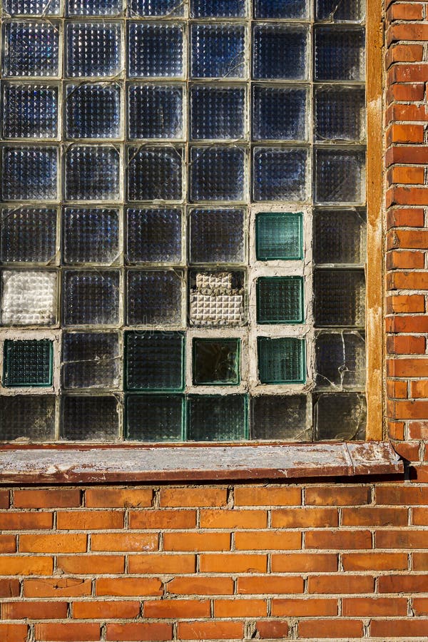 Red Brick Wall with Glass Block Window Stock Photo - Image of outside ...