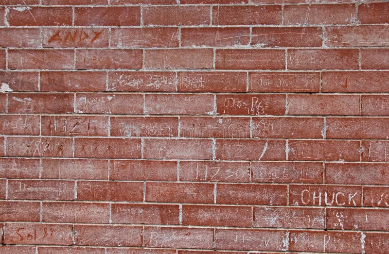 Red Brick Wall with Graffiti Scratch Stock Photo - Image of modern ...