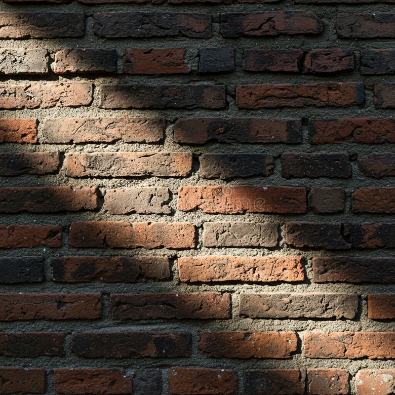 Red Brick Wall with Horizontal Alignment, Featuring Light and Dark ...