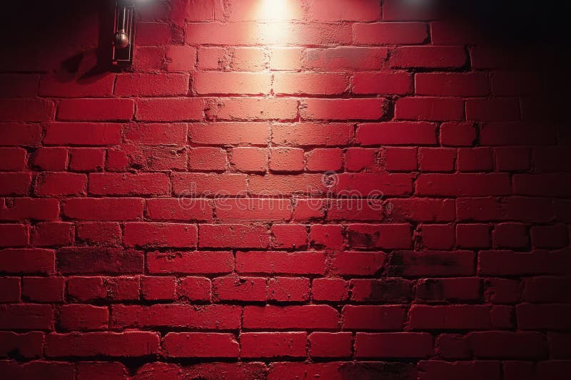 Red Brick Wall Lit Spotlight Dark Background Stock Illustration ...
