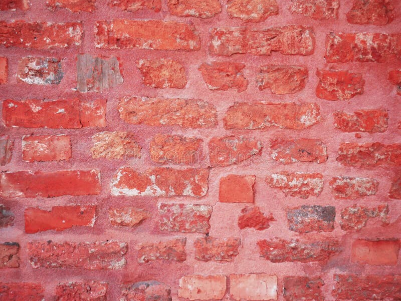 Red Wall. Old Brick Texture. Irregular Pattern. Stock Image - Image of ...