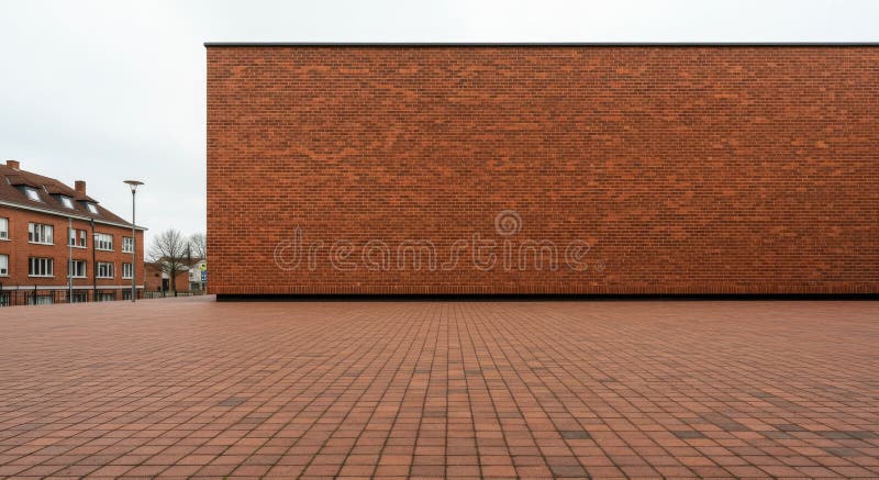 Red Brick Wall and Paved Plaza Architecture Stock Illustration ...