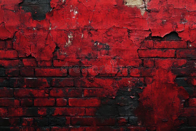 Red Brick Wall Peeling Paint Dark Texture Background Stock Illustration ...
