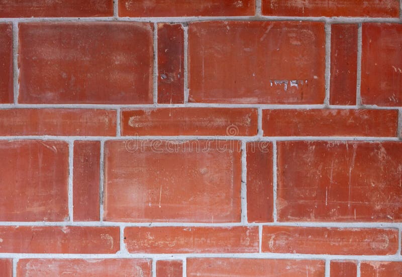 Red Brick Wall with Rectangular Bricks and White Mortar Stock Photo ...
