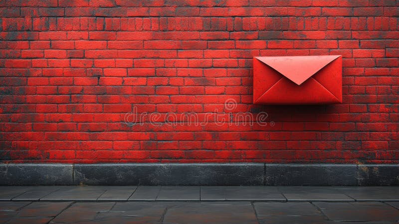 Red Brick Wall with Red Mailbox Stock Illustration - Illustration of ...