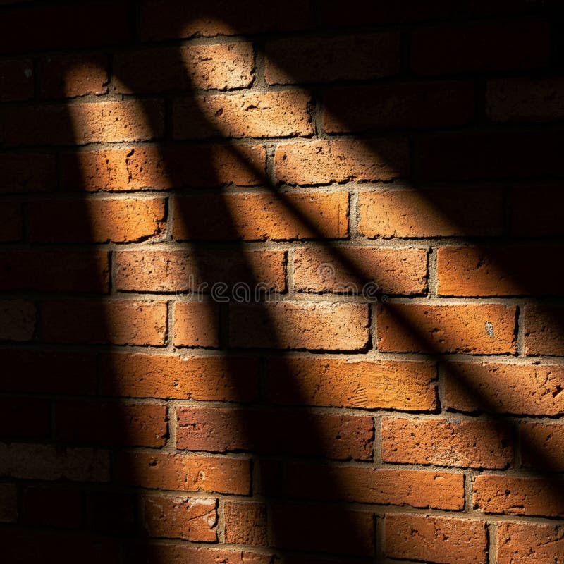 Red Brick Wall with a Running Bond Pattern, Illuminated by Diagonal ...