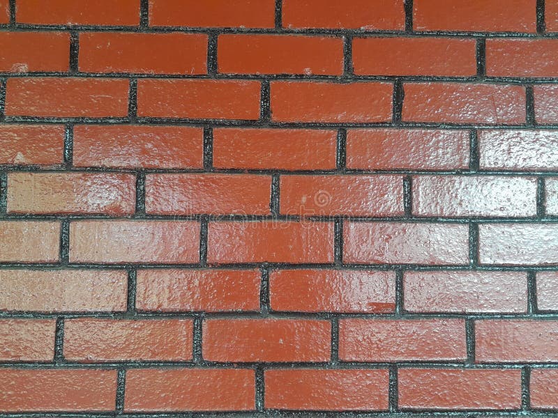 Red Brick Wall Section without Cement Plaster Layer on the Front ...