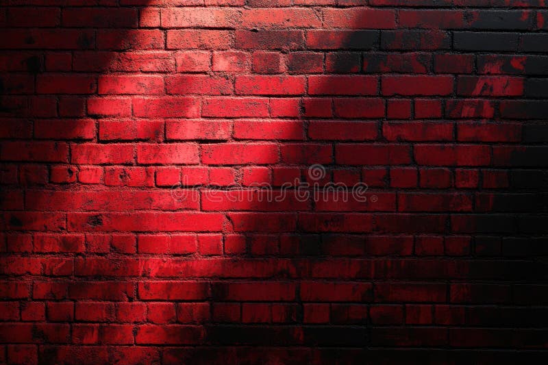 Red Brick Wall in Shadow and Light Dramatic Texture Background Stock ...