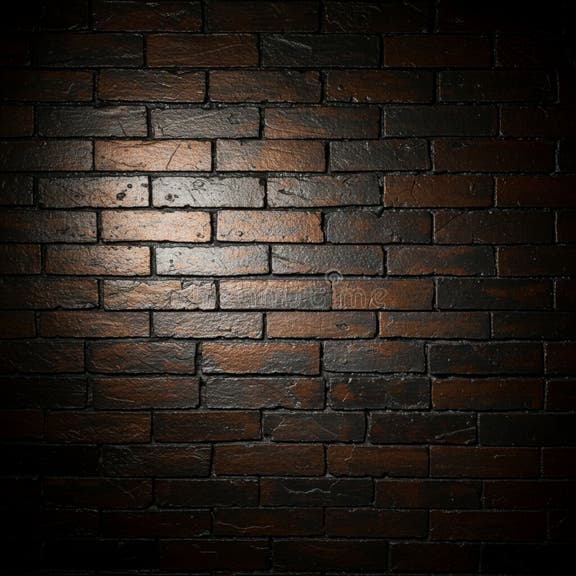 A Red Brick Wall with a Shiny, Dark, Smooth Finish. the Bricks are ...