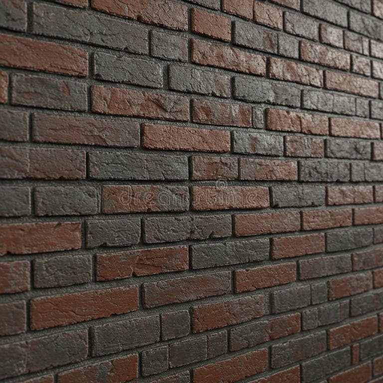 Red Brick Wall with a Shiny, Textured Surface. Rectangular Bricks are ...