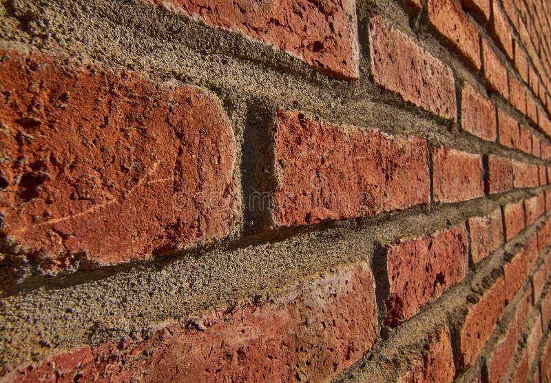 Red Brick Wall Side Profile Stock Image - Image of showing, concrete ...