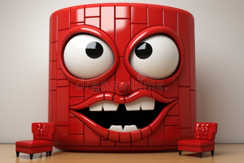 A Red Brick Wall with a Smiling Face, AI Stock Illustration ...