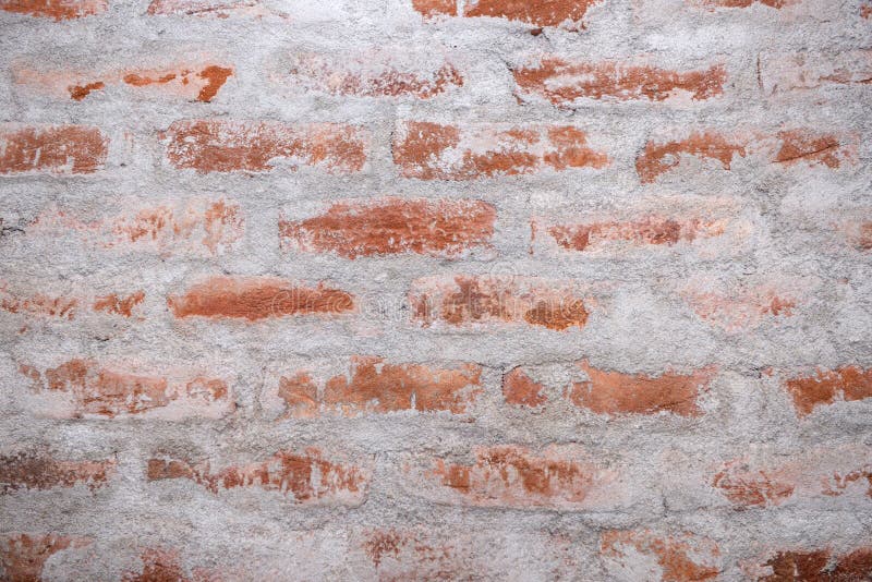 Red Brick Wall with Sprinkled White Plaster Stock Image - Image of ...