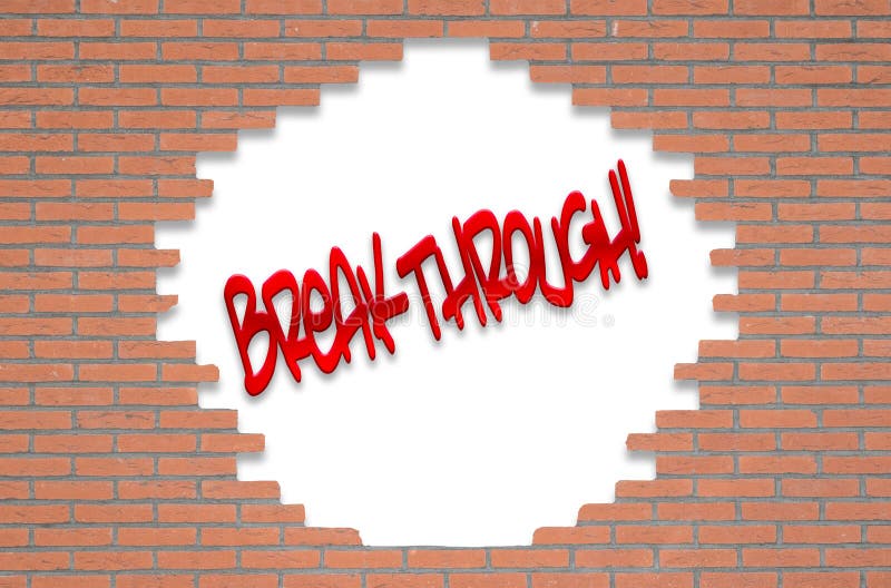 Red Brick Wall with the Text BREAKTHROUGH! Stock Illustration ...