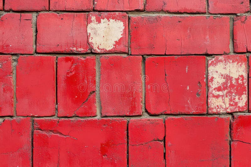 Red Brick Wall Texture Aged Paint Peeling Cracks Stock Illustration ...