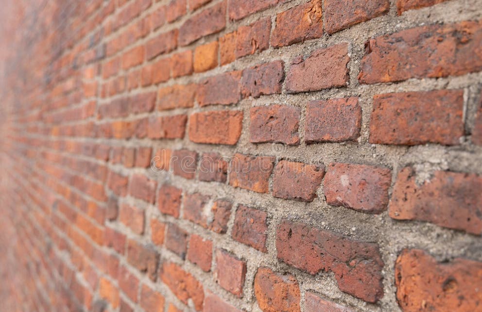 Red Brick Wall Texture Background with Weathered Bricks Stock Image - Image of concrete ...