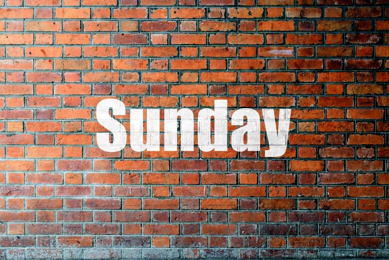 Red Brick Wall Texture with a Word Sunday Stock Image - Image of ...