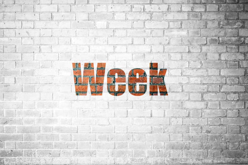 Red Brick Wall Texture with a Word Week Stock Image - Image of retro ...