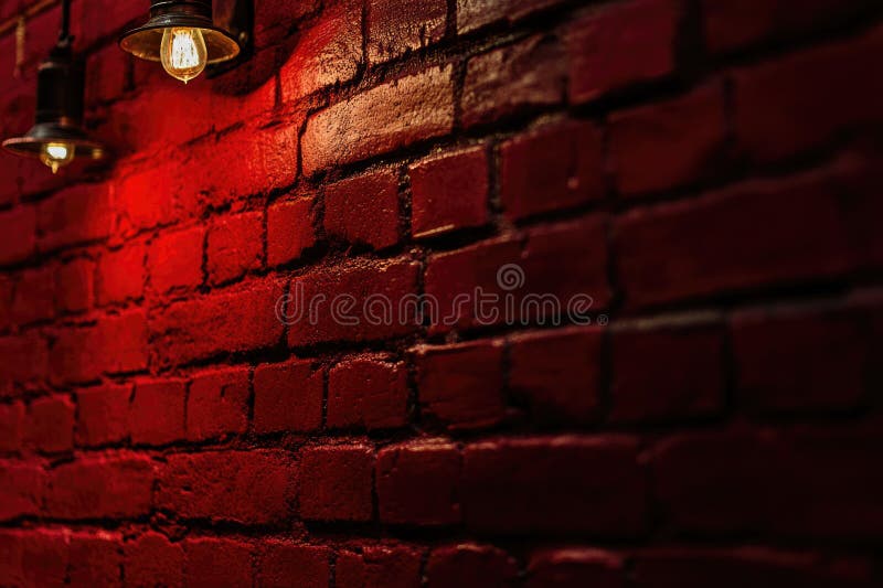 A Red Brick Wall with Three Lights Stock Photo - Image of style ...