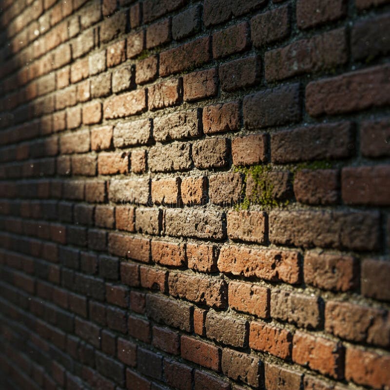 Red Brick Wall with Visible Mortaring, Illuminated by Slanted Sunlight ...