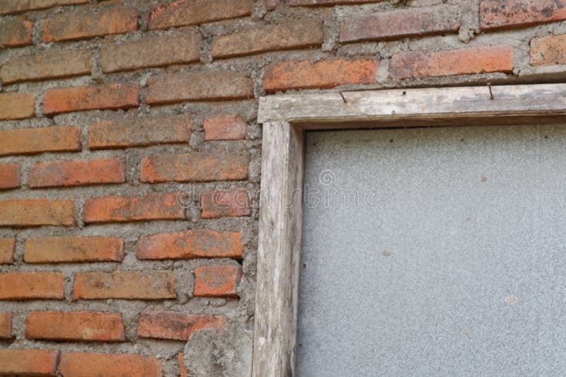 Red Brick Wall with Wooden Window Frame Stock Image - Image of rock ...
