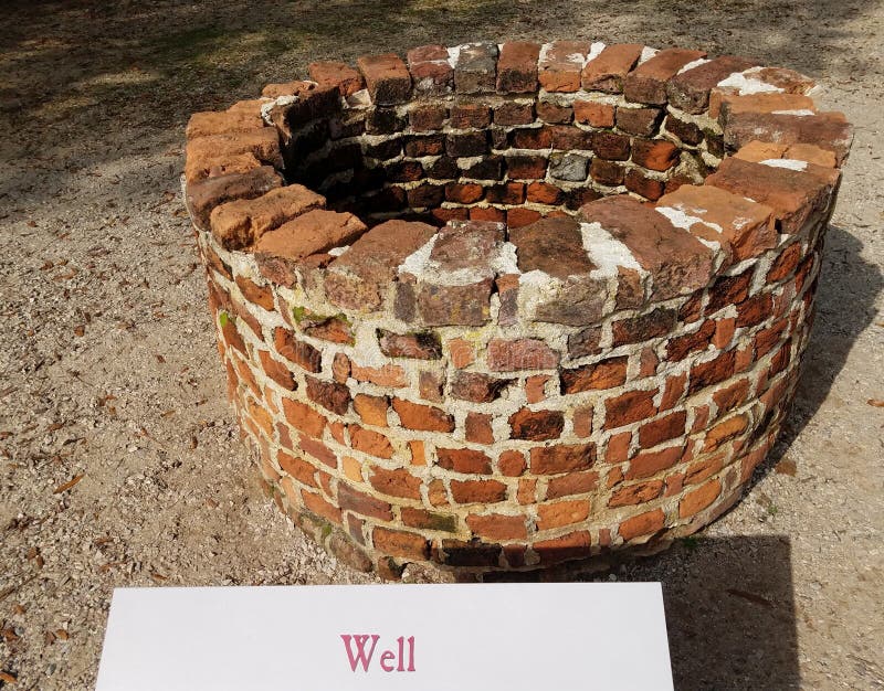 Red Brick Well with Sign or Label Stock Image - Image of outdoor, water ...