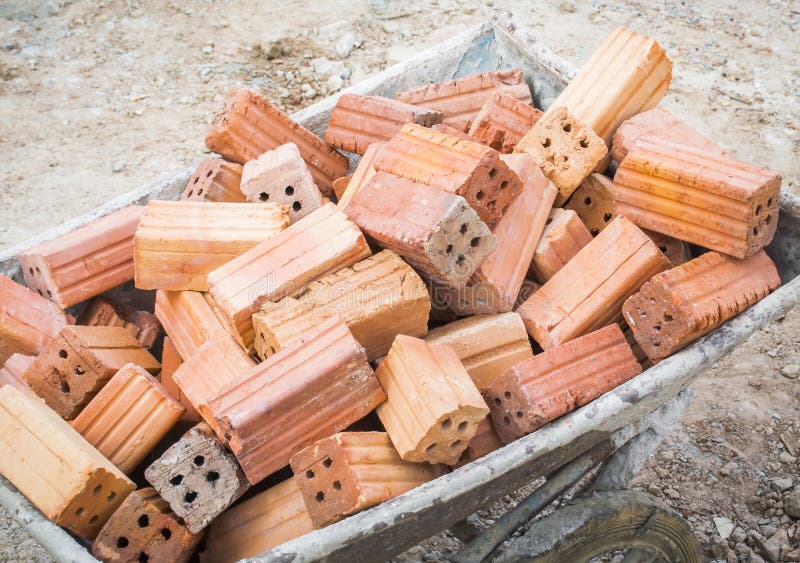 Red Brick on the Wheelbarrow Stock Photo - Image of outdoors, bricks ...